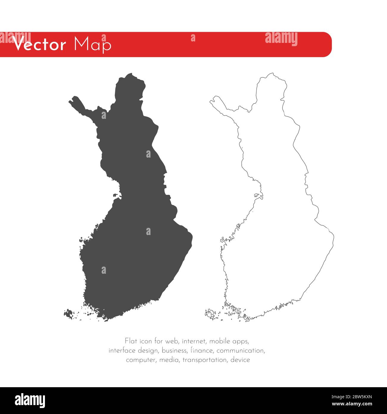 Vector map Finland. Isolated vector Illustration. Black on White ...