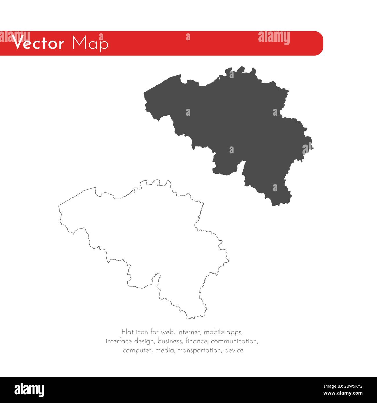 Vector map Belgium. Isolated vector Illustration. Black on White ...