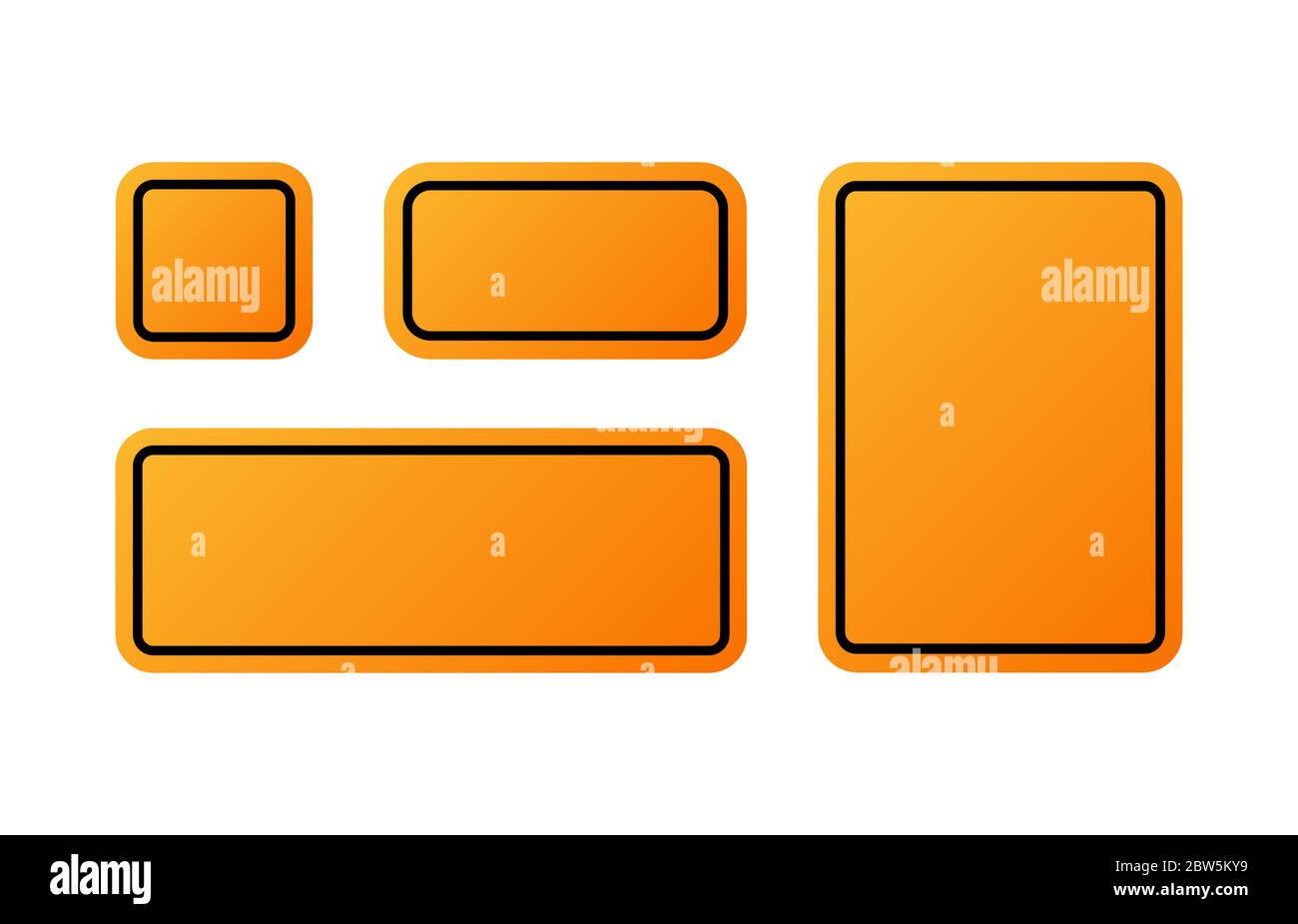Realistic blank orange street and road signs isolated vector. Set of ...