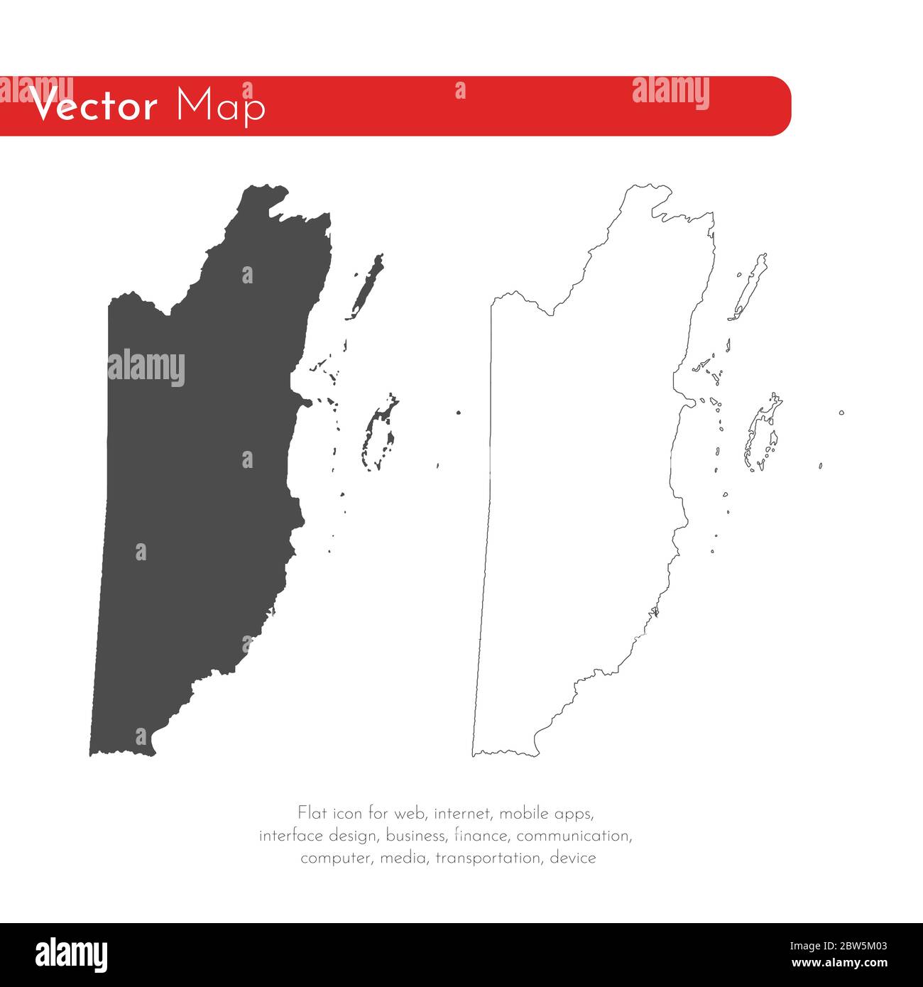 Vector map Belize. Isolated vector Illustration. Black on White ...