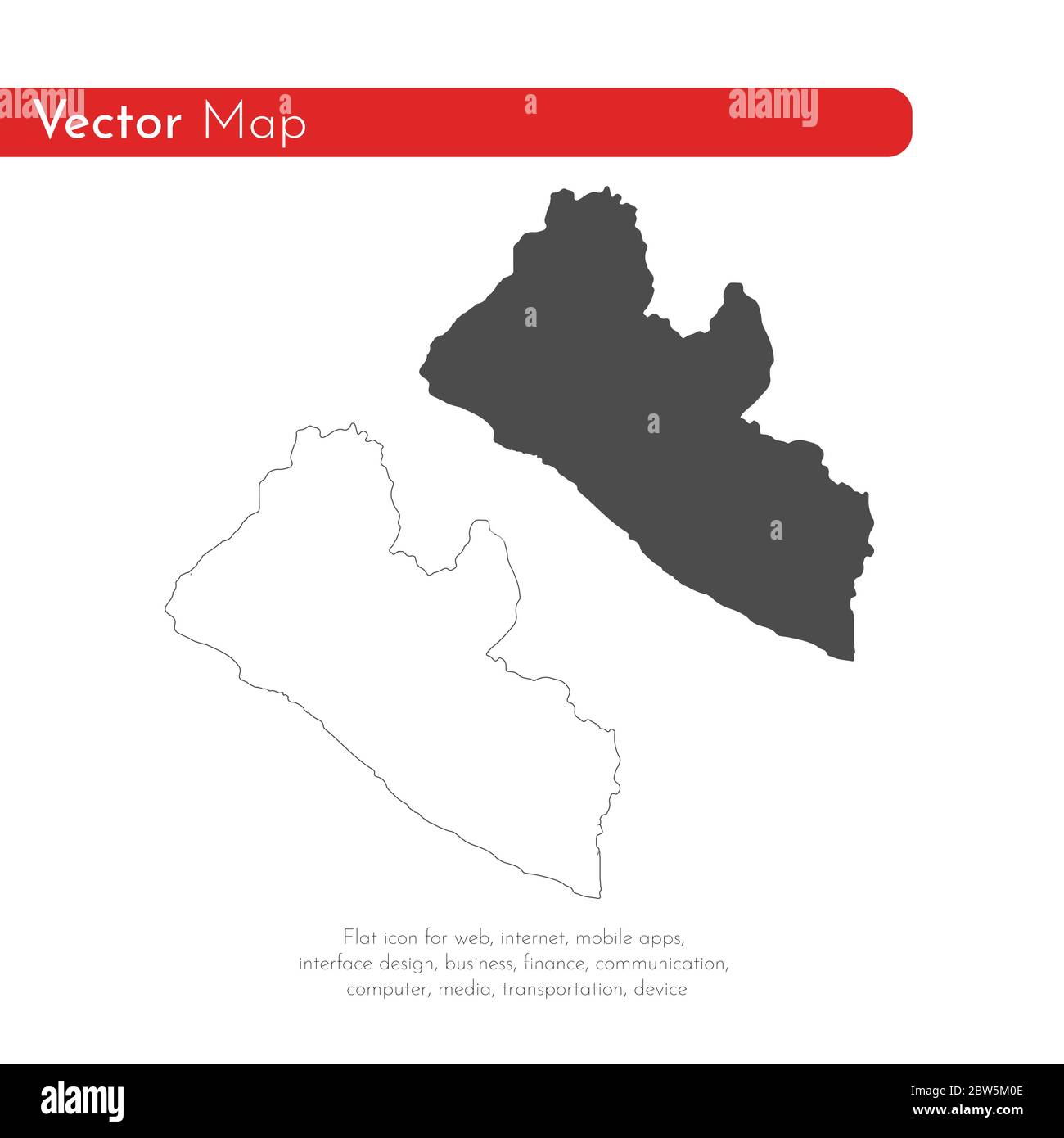 Vector map Liberia. Isolated vector Illustration. Black on White ...
