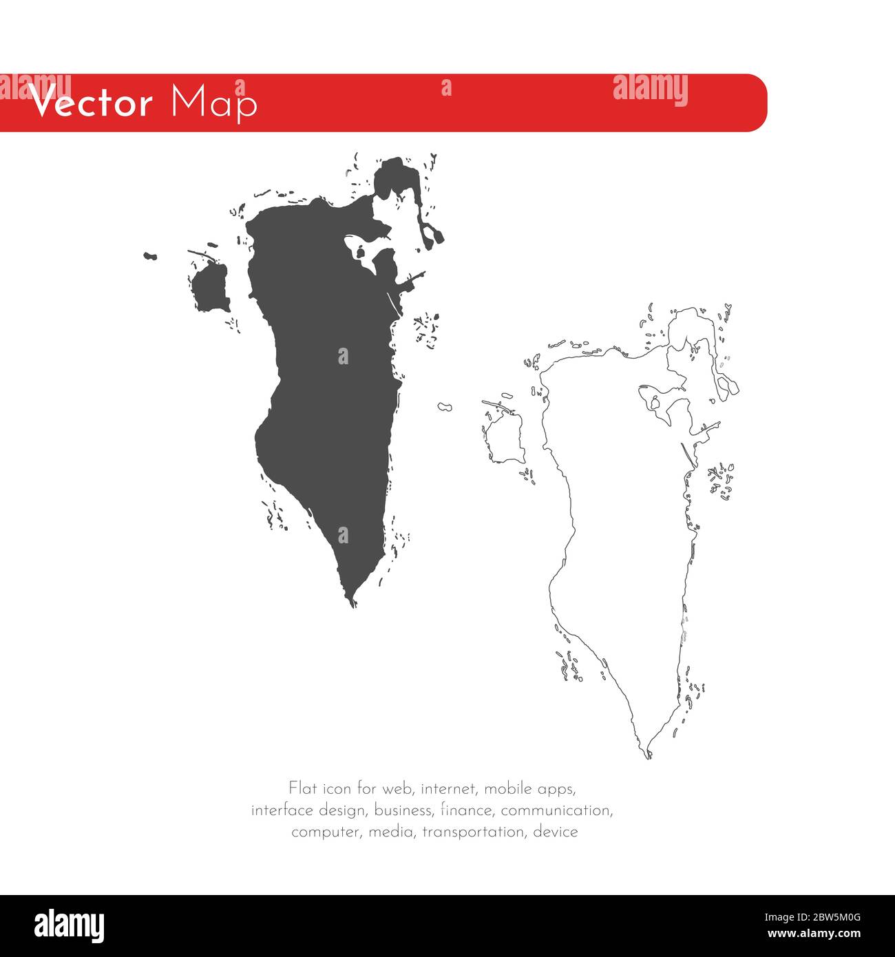 Vector map Bahrain. Isolated vector Illustration. Black on White ...