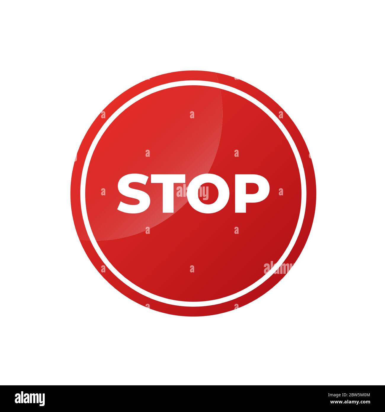Vector illustration of Stop sign isolated on pure white with glossy ...