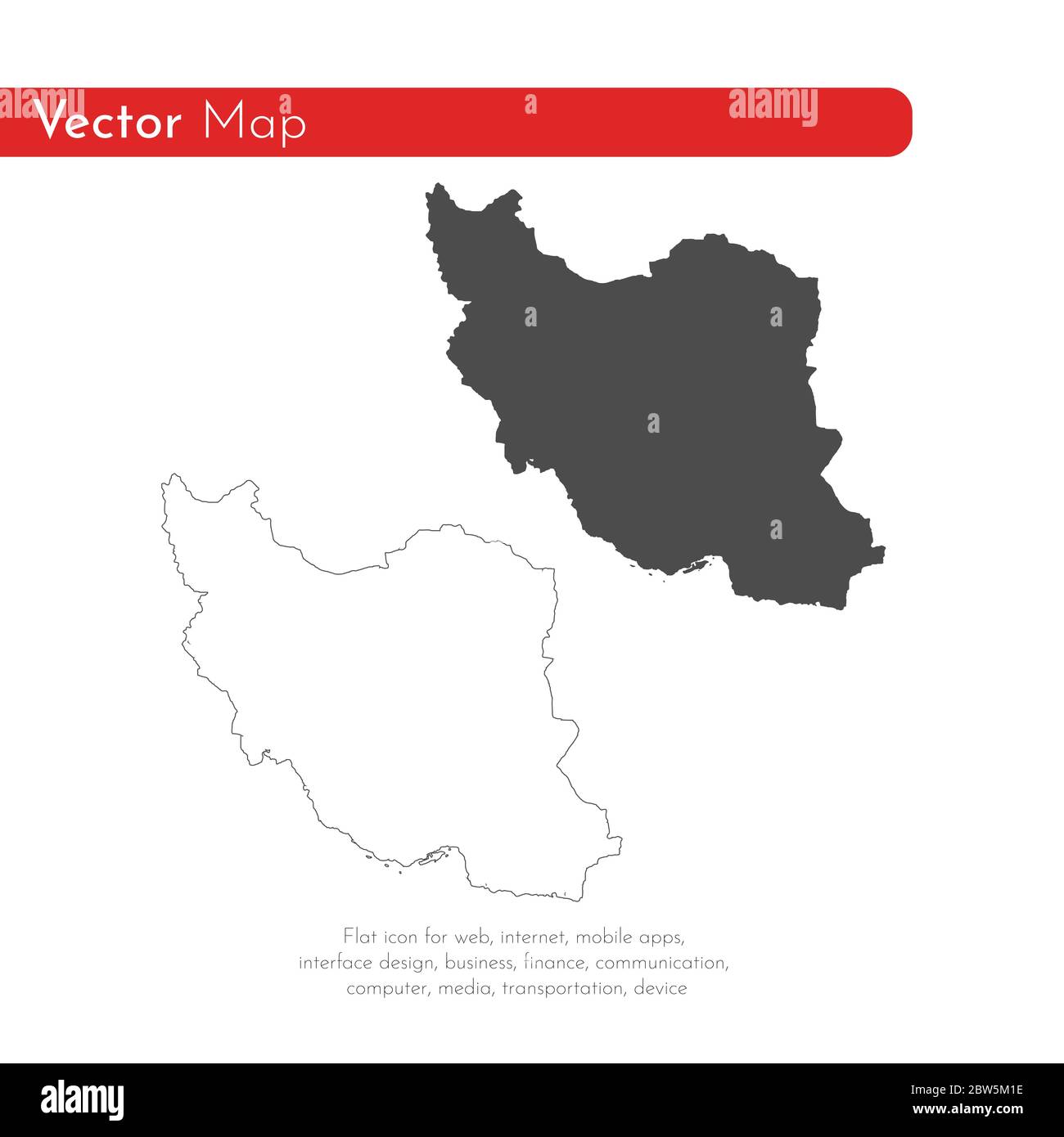 Vector map Iran. Isolated vector Illustration. Black on White ...