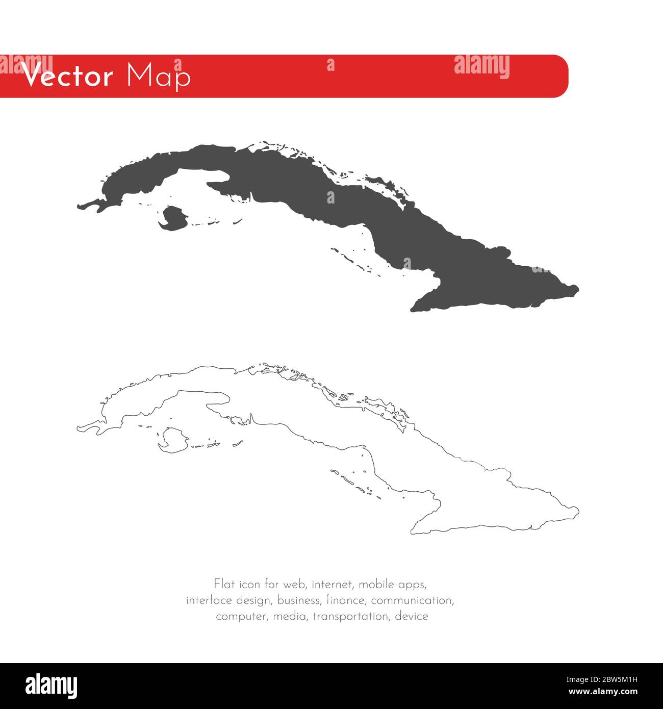 Vector map Cuba. Isolated vector Illustration. Black on White ...