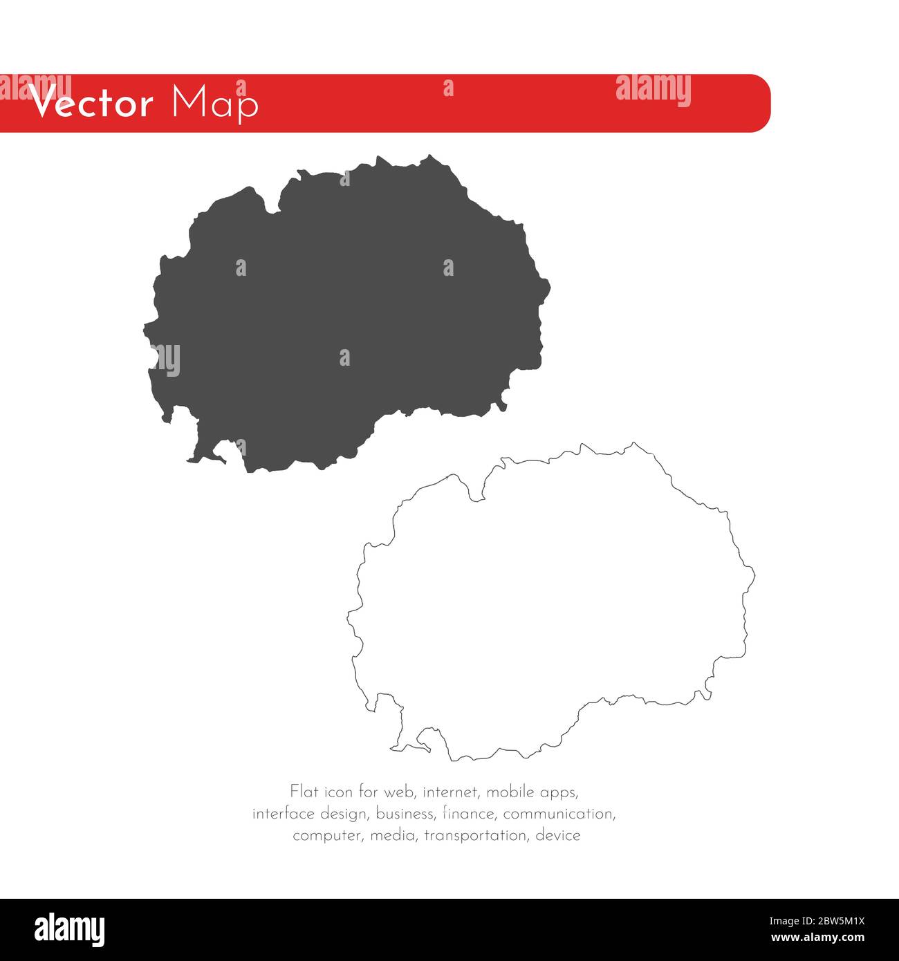 Vector map Macedonia. Isolated vector Illustration. Black on White ...
