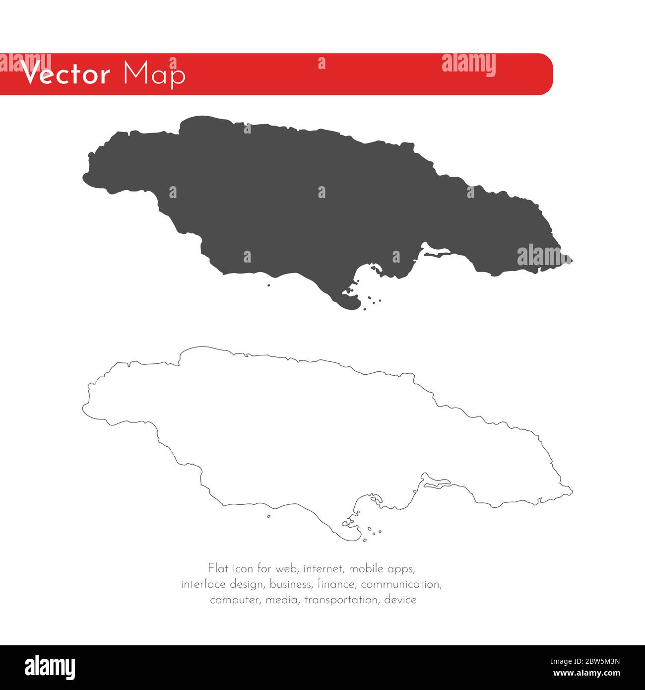 Vector map Jamaica. Isolated vector Illustration. Black on White ...