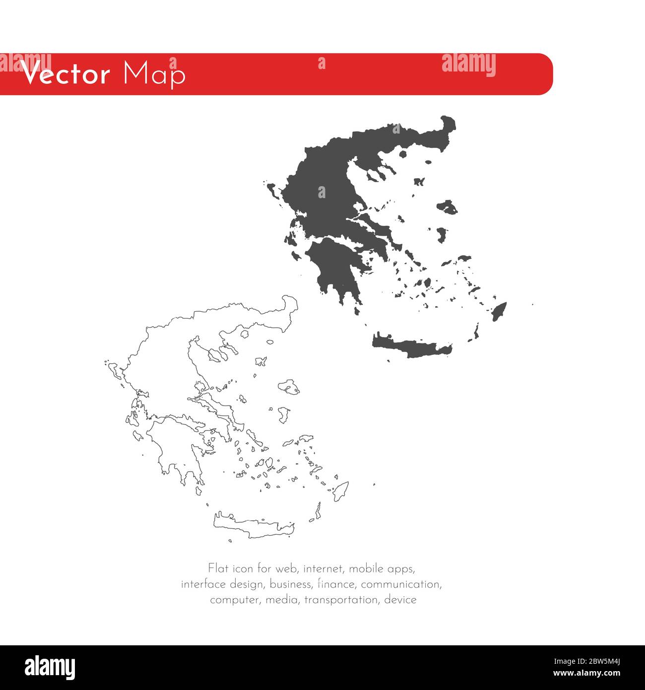 Vector map Greece. Isolated vector Illustration. Black on White ...