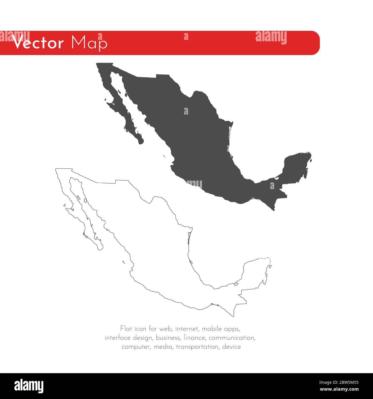Vector map Mexico. Isolated vector Illustration. Black on White ...