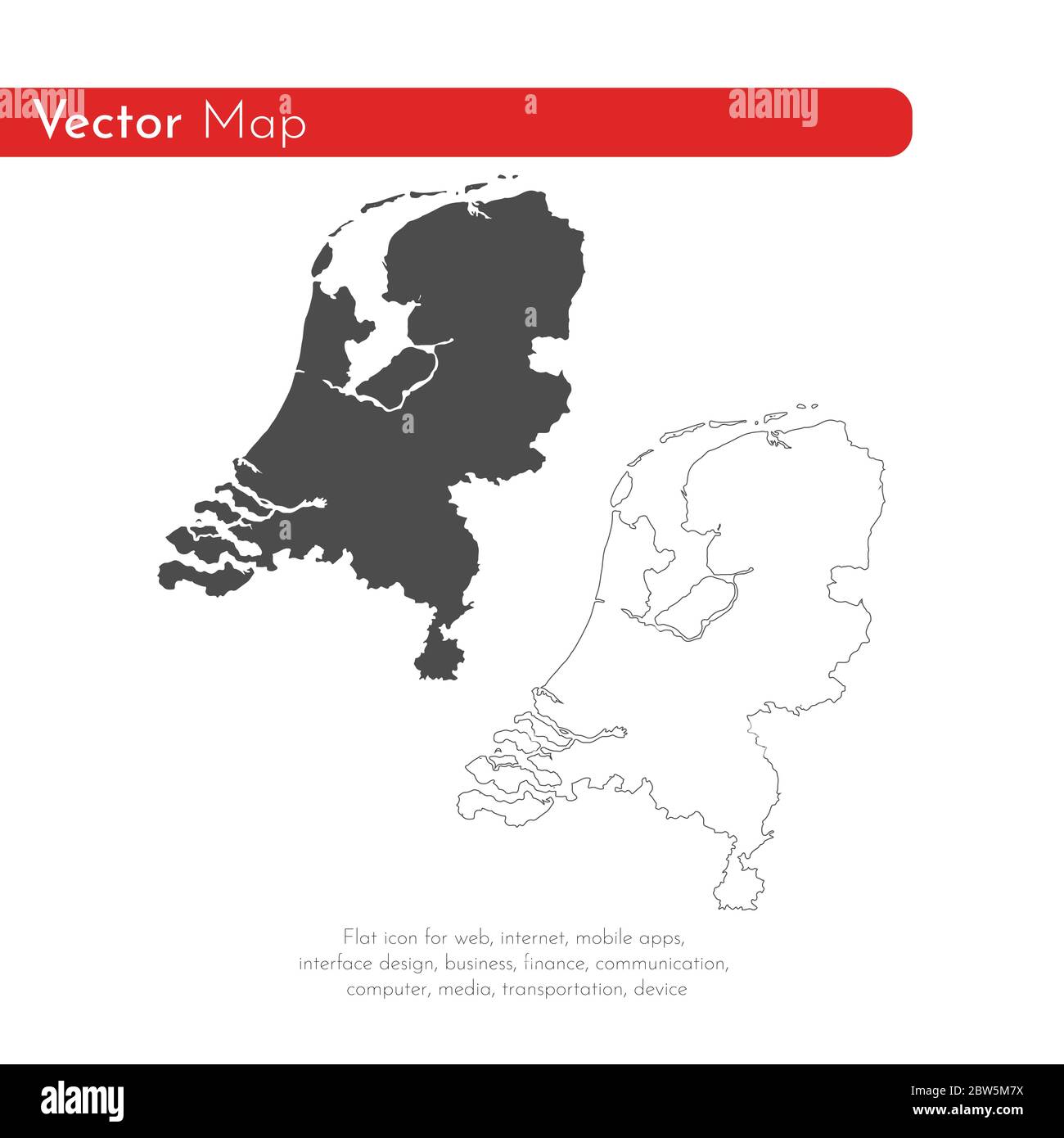 Vector map Netherlands. Isolated vector Illustration. Black on White ...
