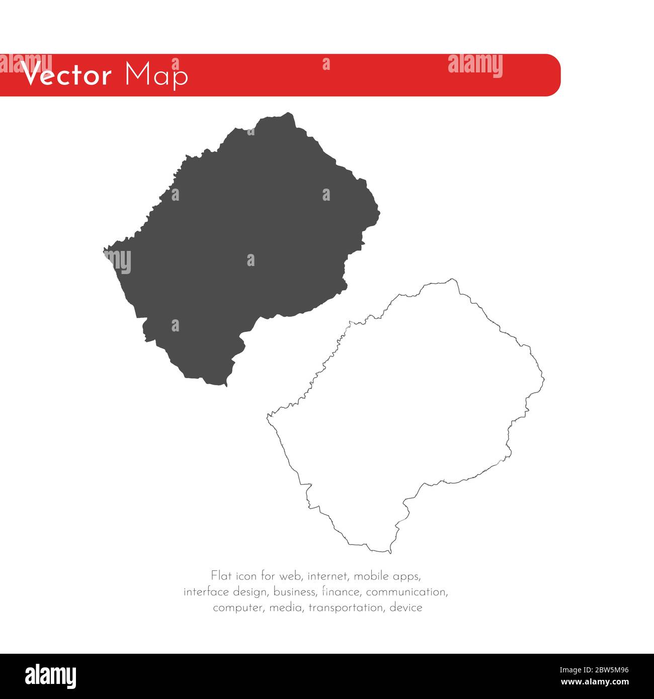 Vector map Lesotho. Isolated vector Illustration. Black on White ...