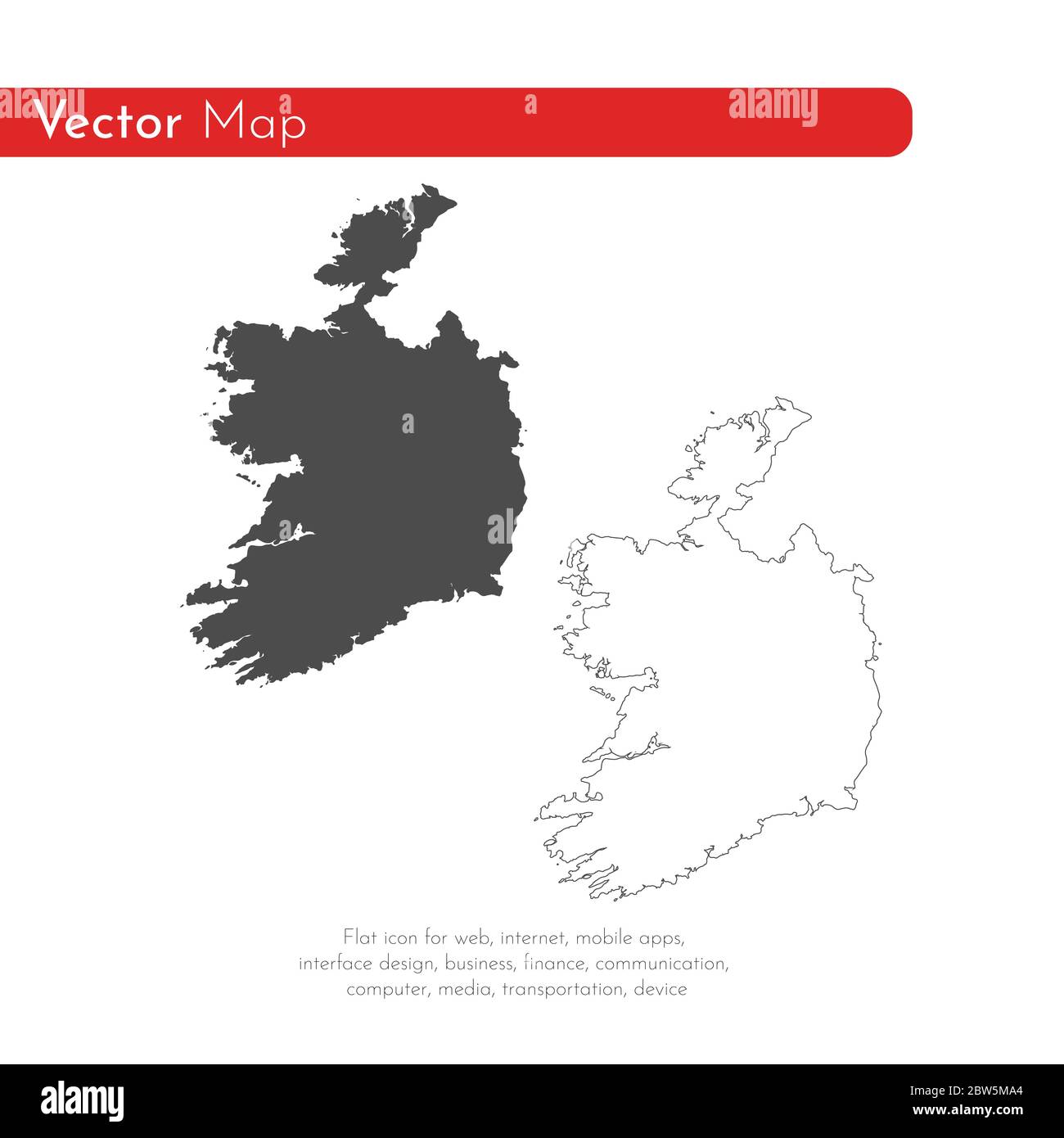 Vector map Ireland. Isolated vector Illustration. Black on White ...