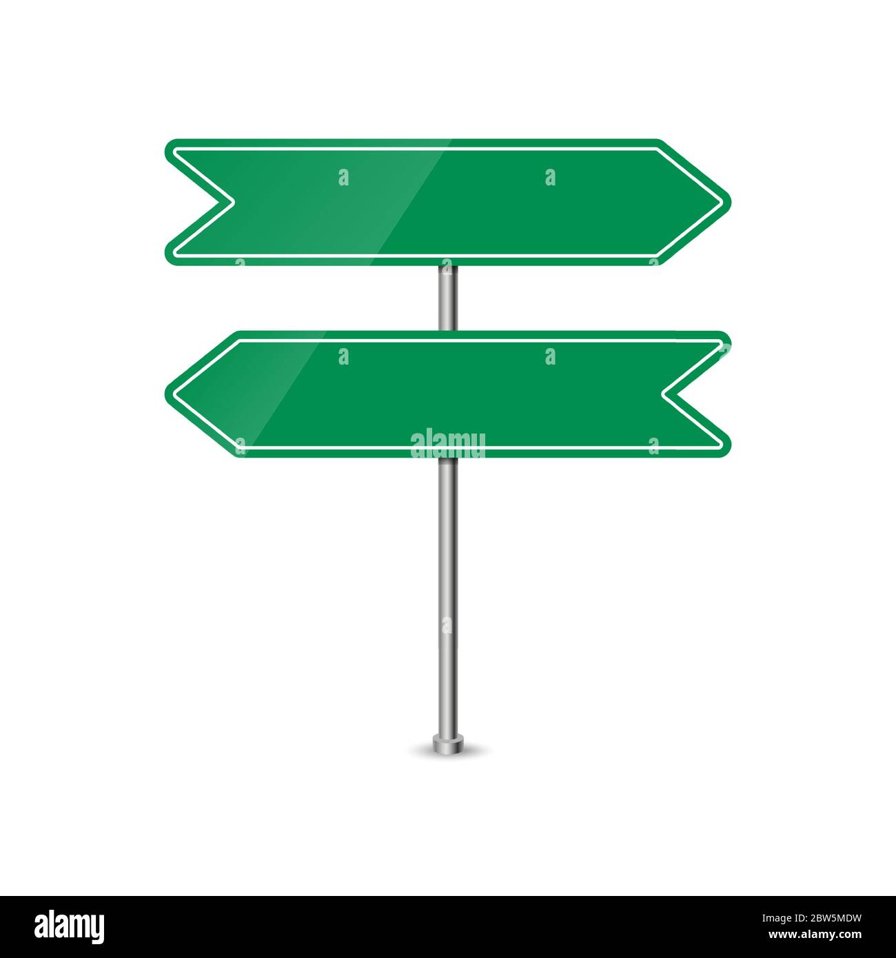 Empty Green Direction Sign - Blank roadsign in green color isolated on ...