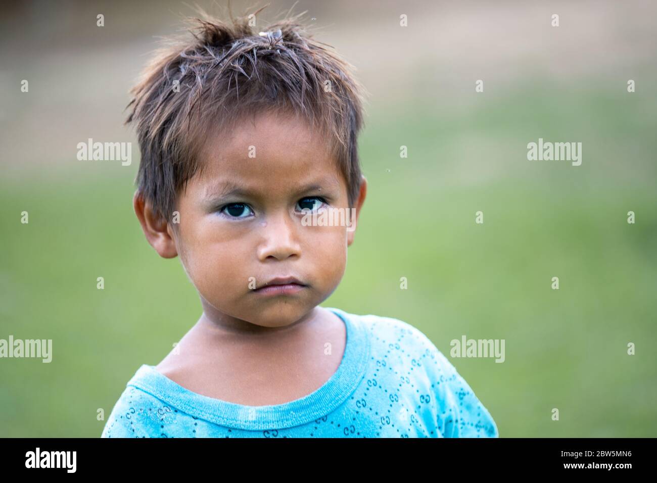 Young Riberenos Boy in the Peruvian Amazon Stock Photo - Alamy