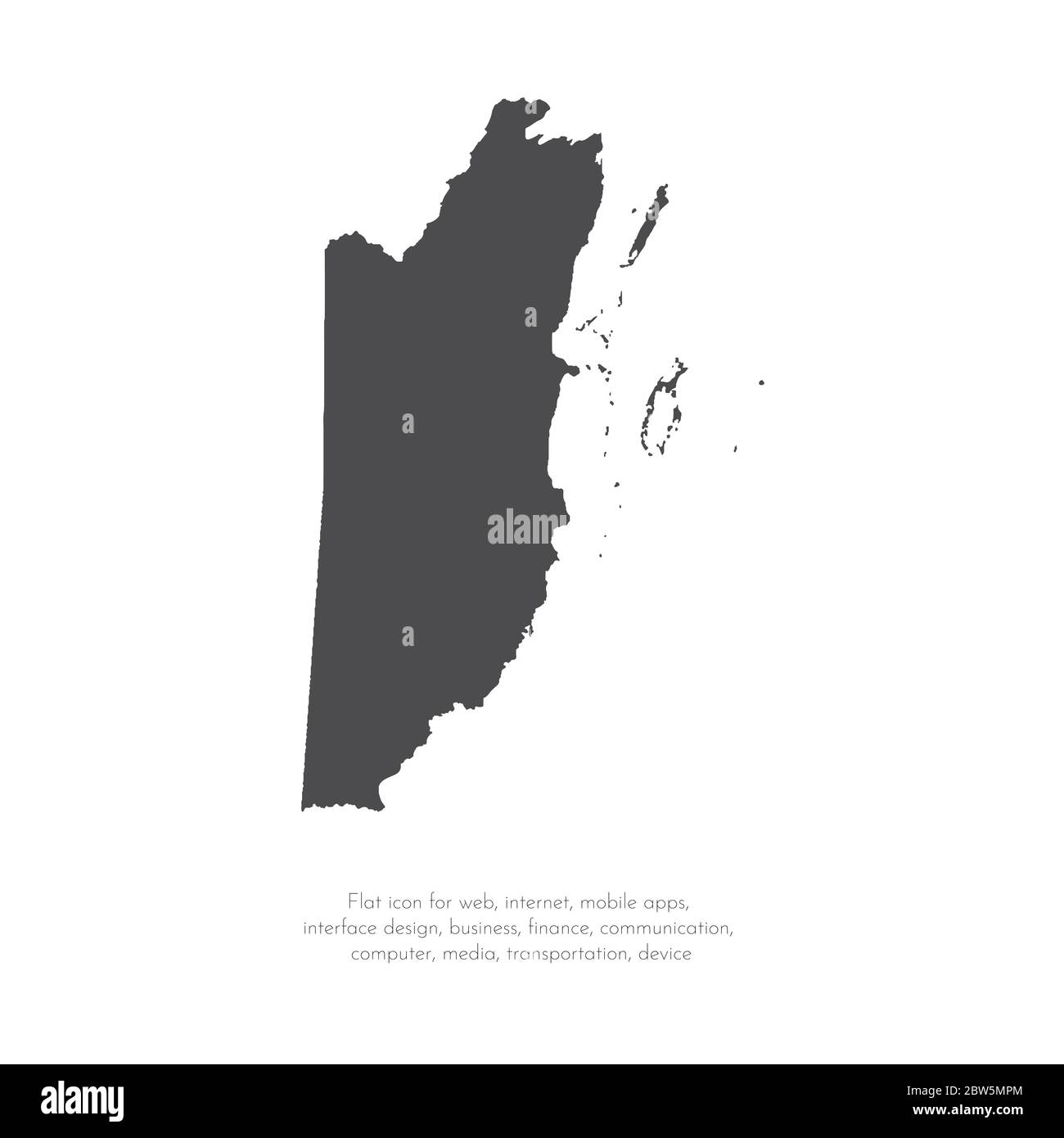 Vector map Belize. Isolated vector Illustration. Black on White ...