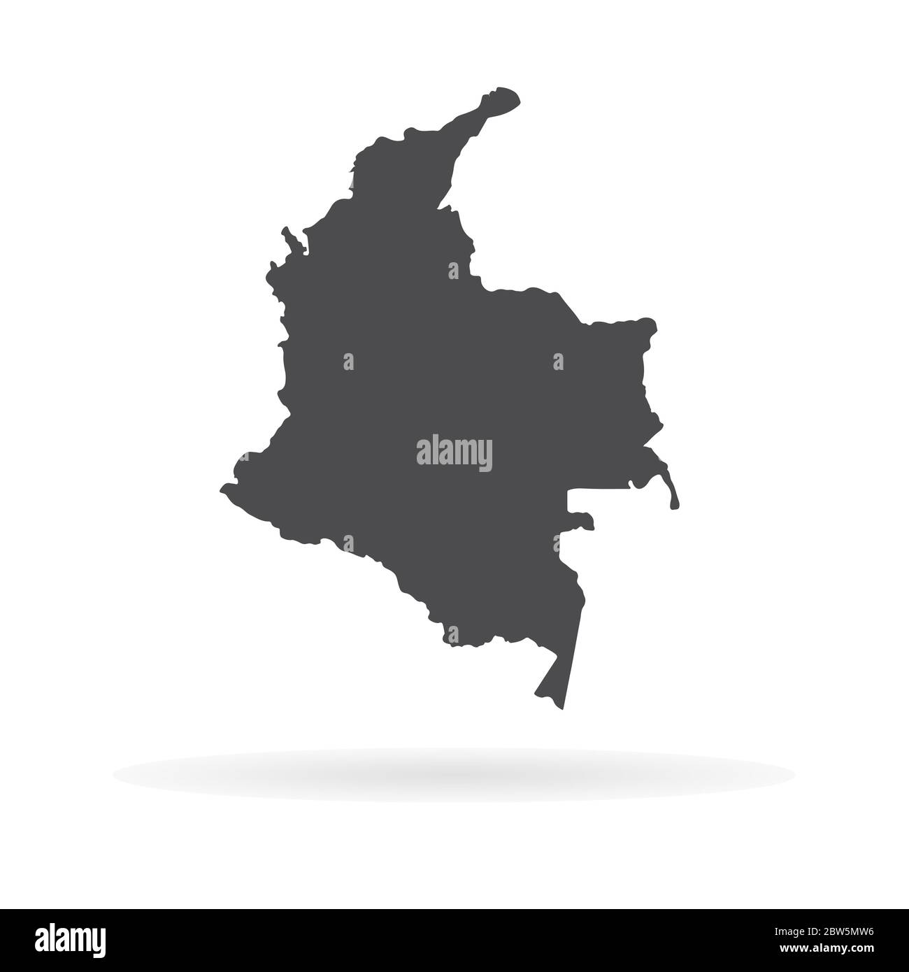 Vector map Colombia. Isolated vector Illustration. Black on White ...
