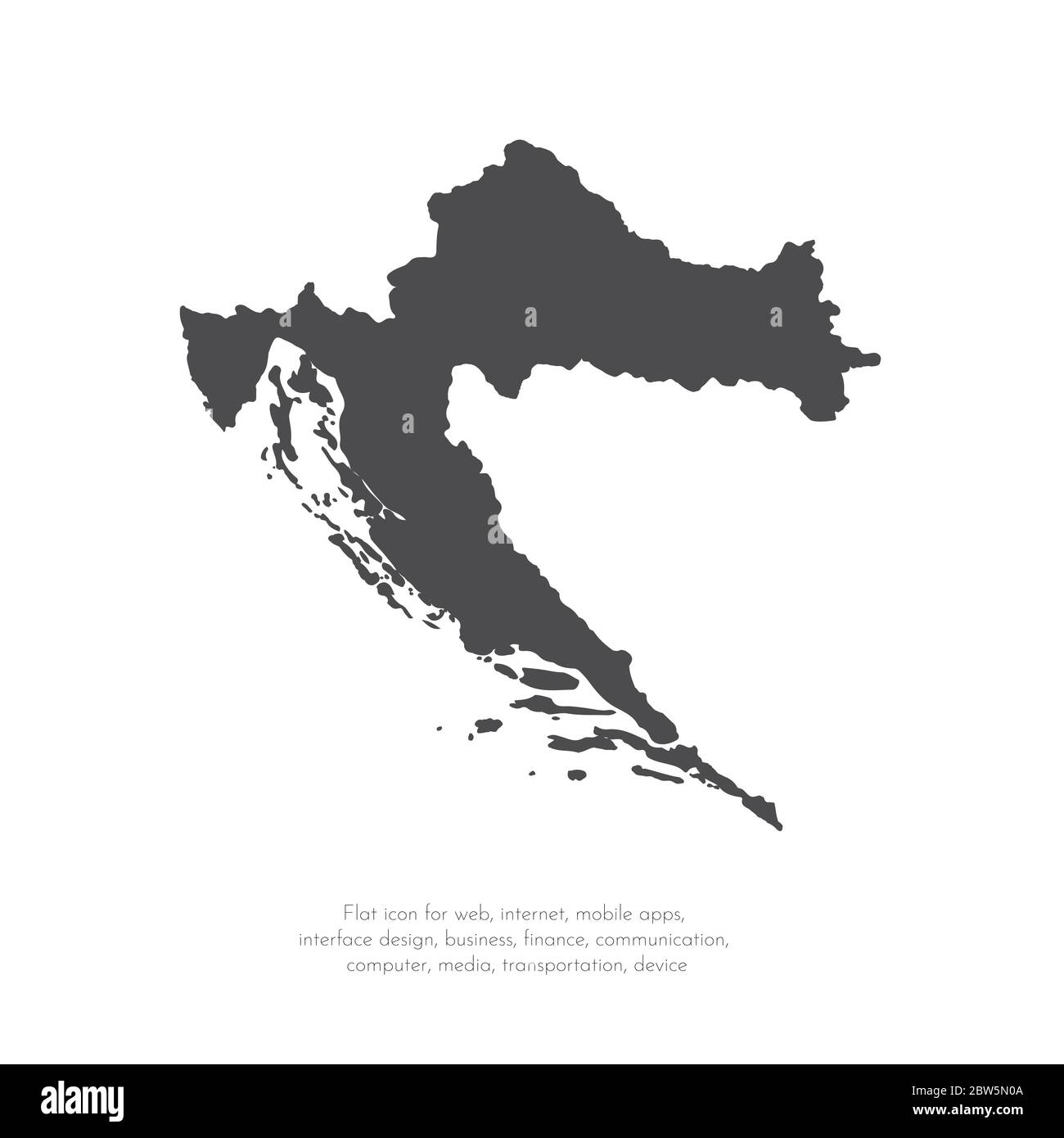 Vector map Croatia. Isolated vector Illustration. Black on White ...