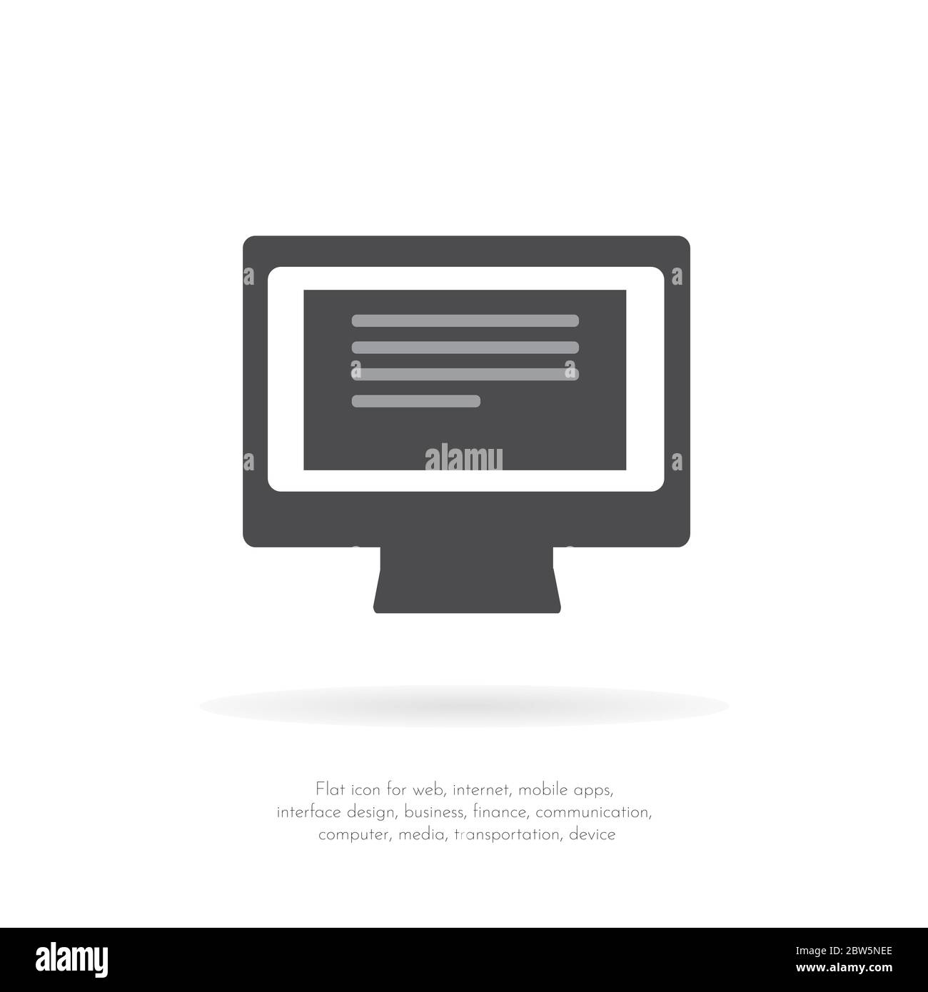 Computer monitor icon. Flat style design. Vector Illustration Stock ...