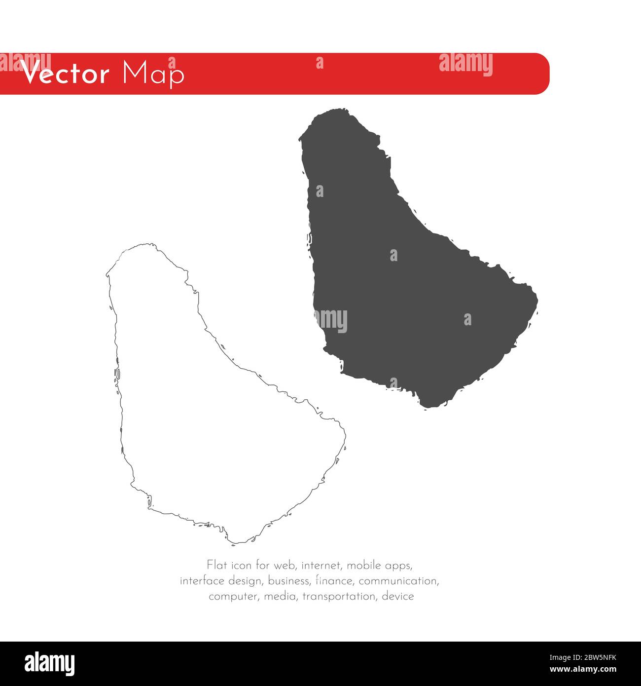 Vector map Barbados. Isolated vector Illustration. Black on White ...