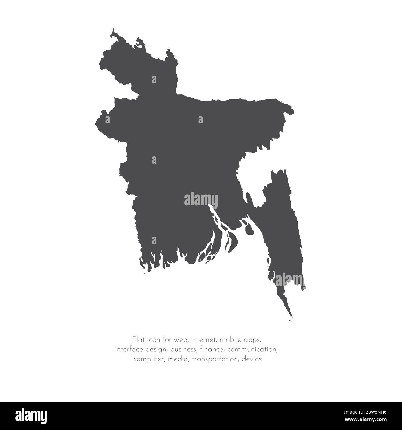 Vector map Bangladesh. Isolated vector Illustration. Black on White ...
