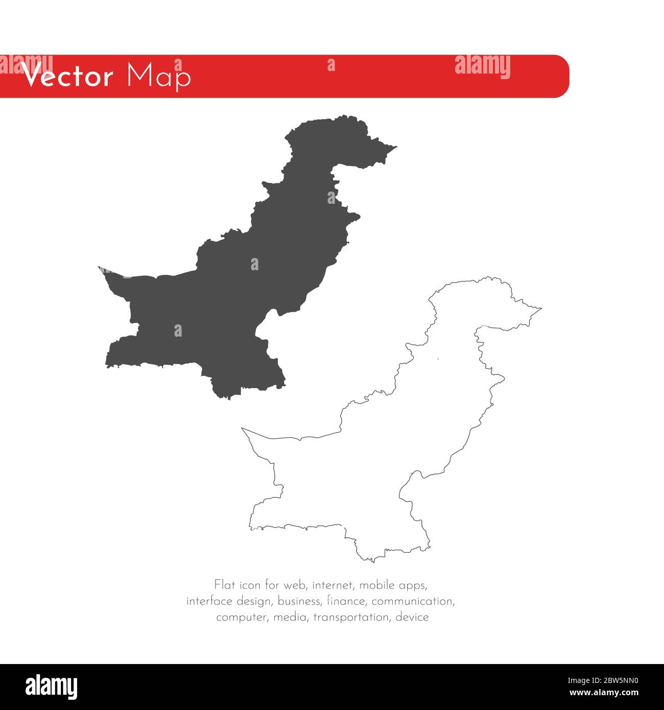 Vector map Pakistan. Isolated vector Illustration. Black on White ...