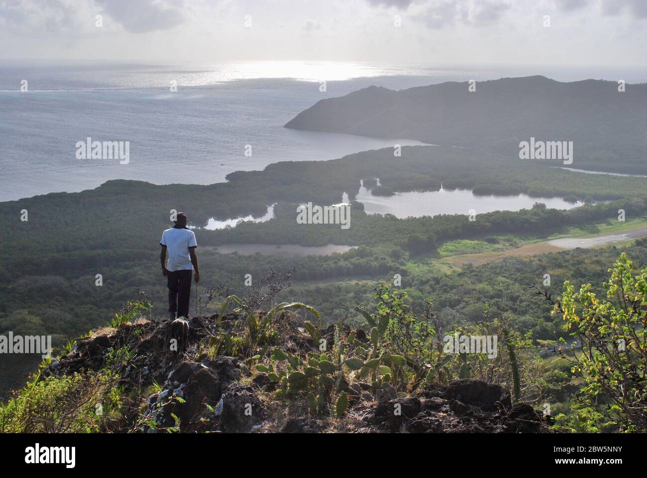 man watching reef, island of Providencia (in English, Providence ...