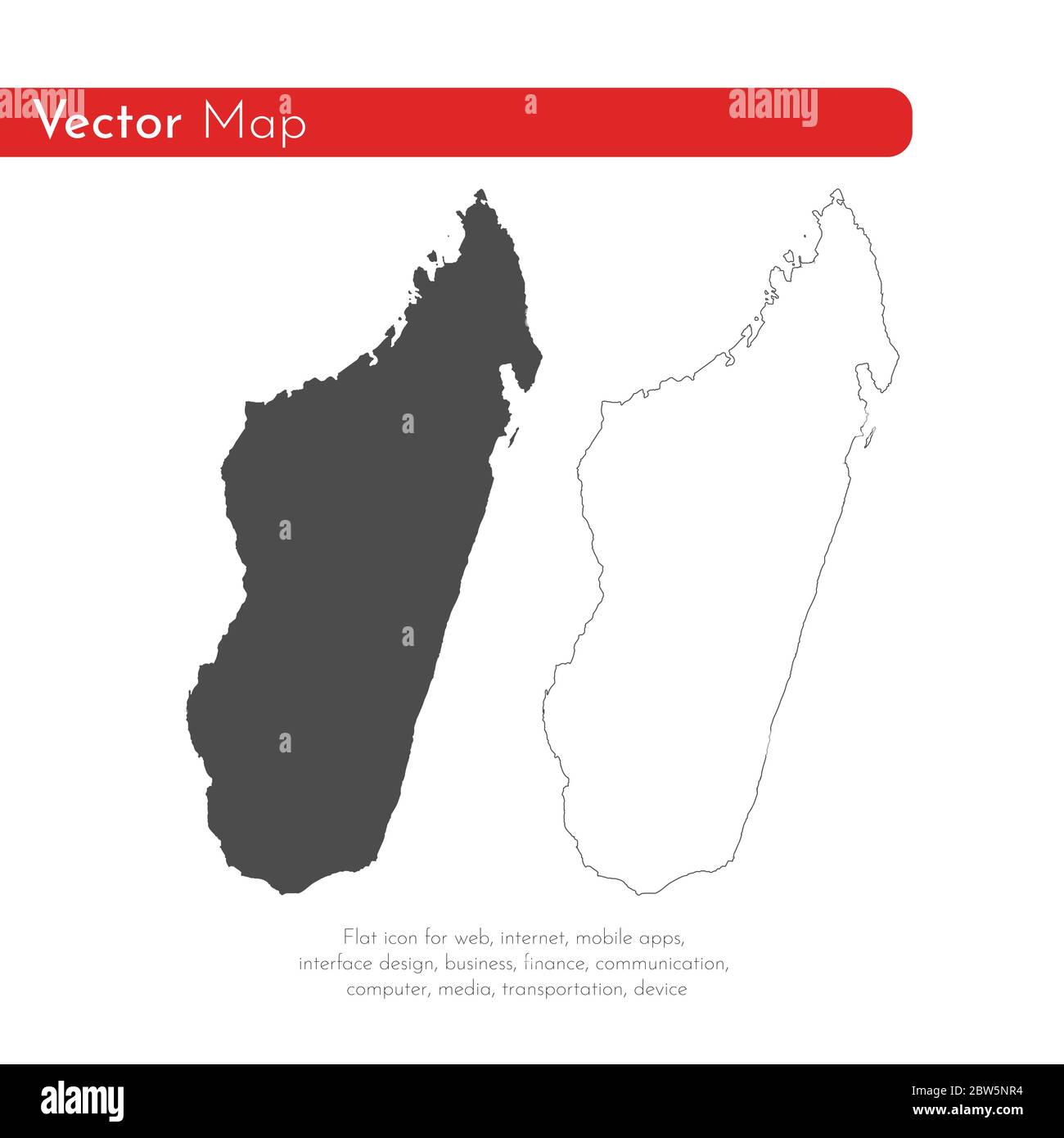 Vector map Madagascar. Isolated vector Illustration. Black on White ...
