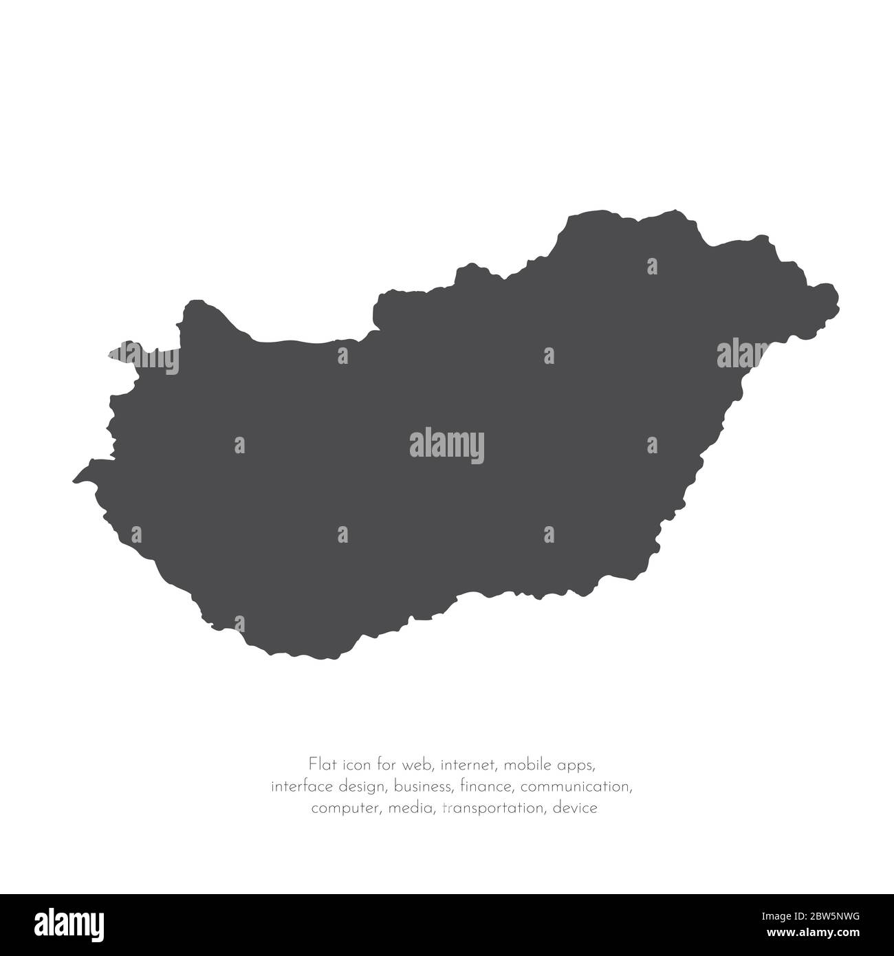 Vector map Hungary. Isolated vector Illustration. Black on White ...