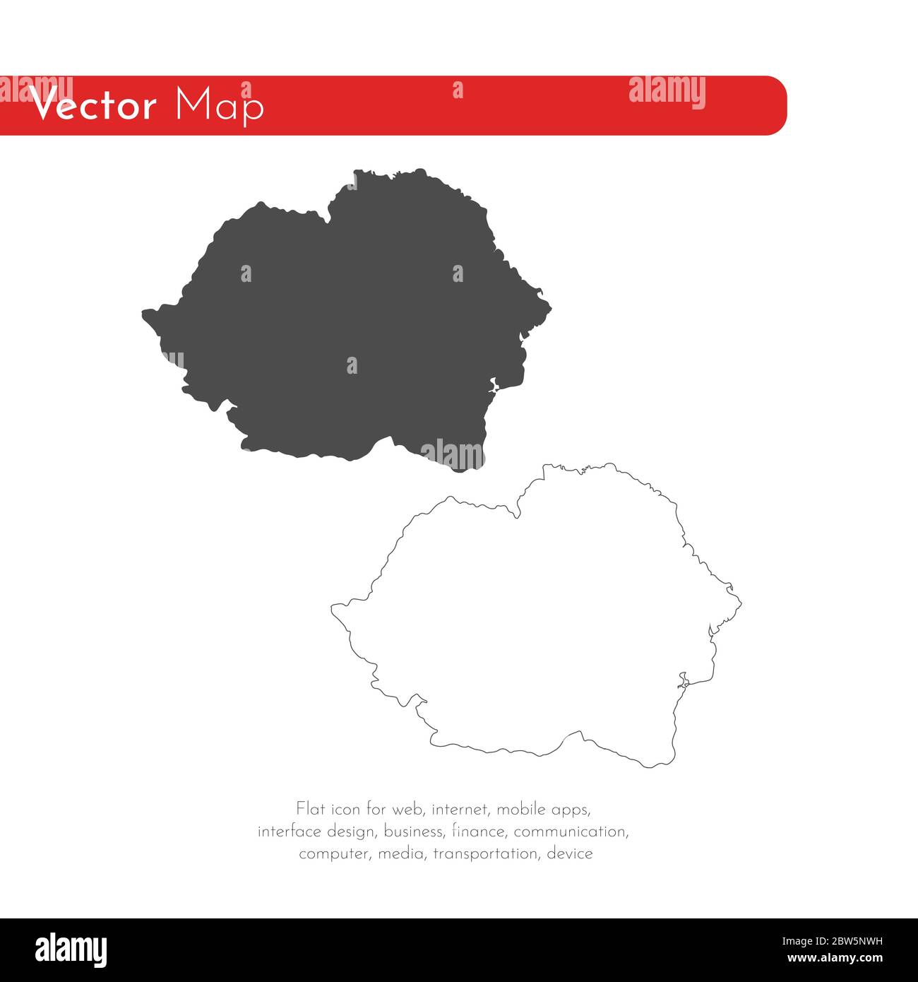 Vector map Romania. Isolated vector Illustration. Black on White ...