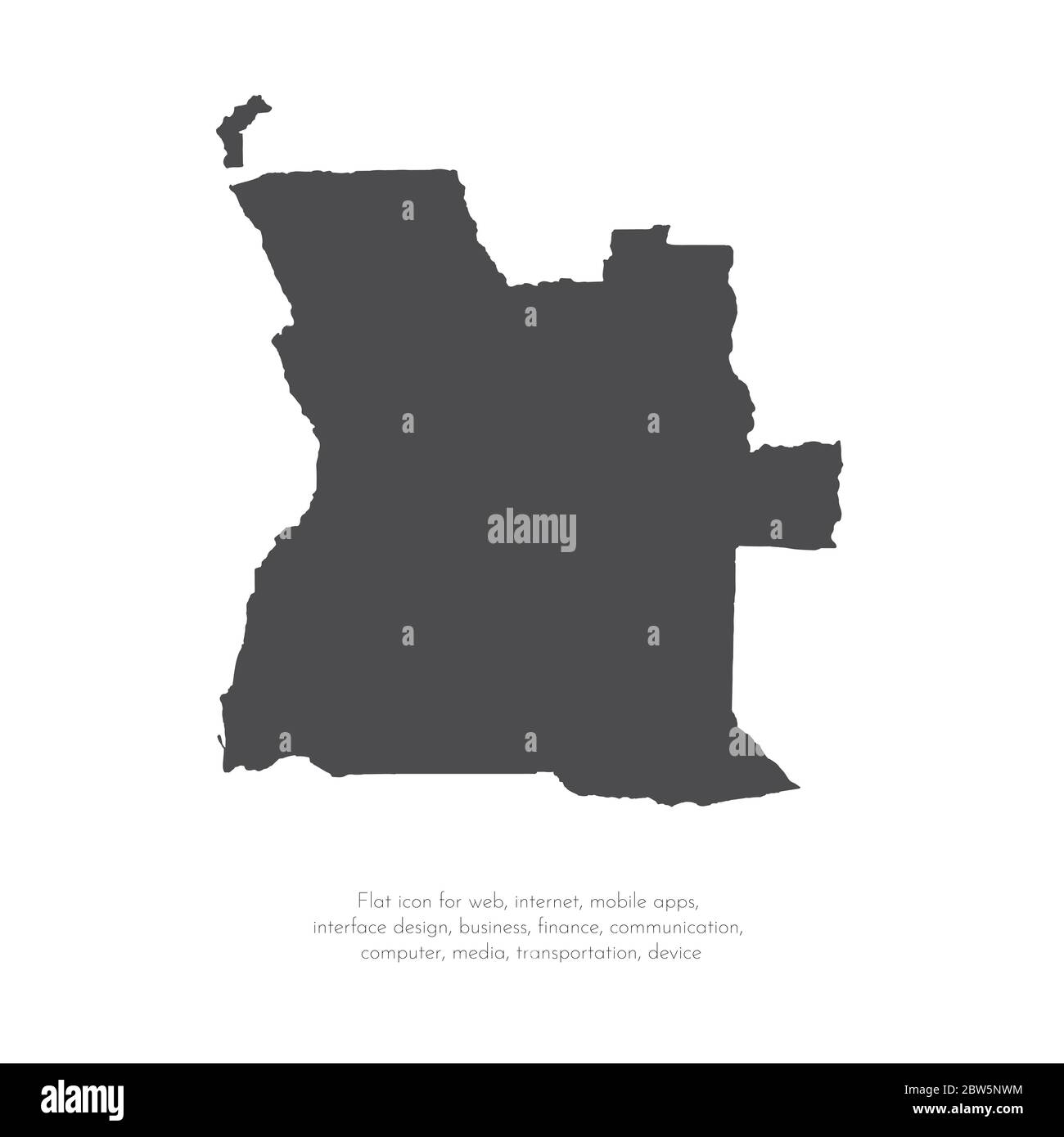 Vector map Angola. Isolated vector Illustration. Black on White ...