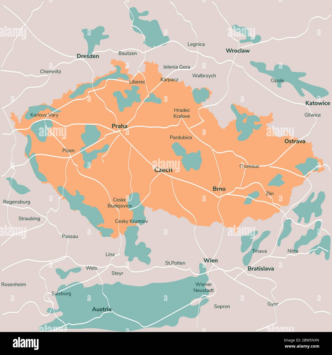 Vector map Czech Republic. Isolated vector Illustration. EPS 10 Stock ...