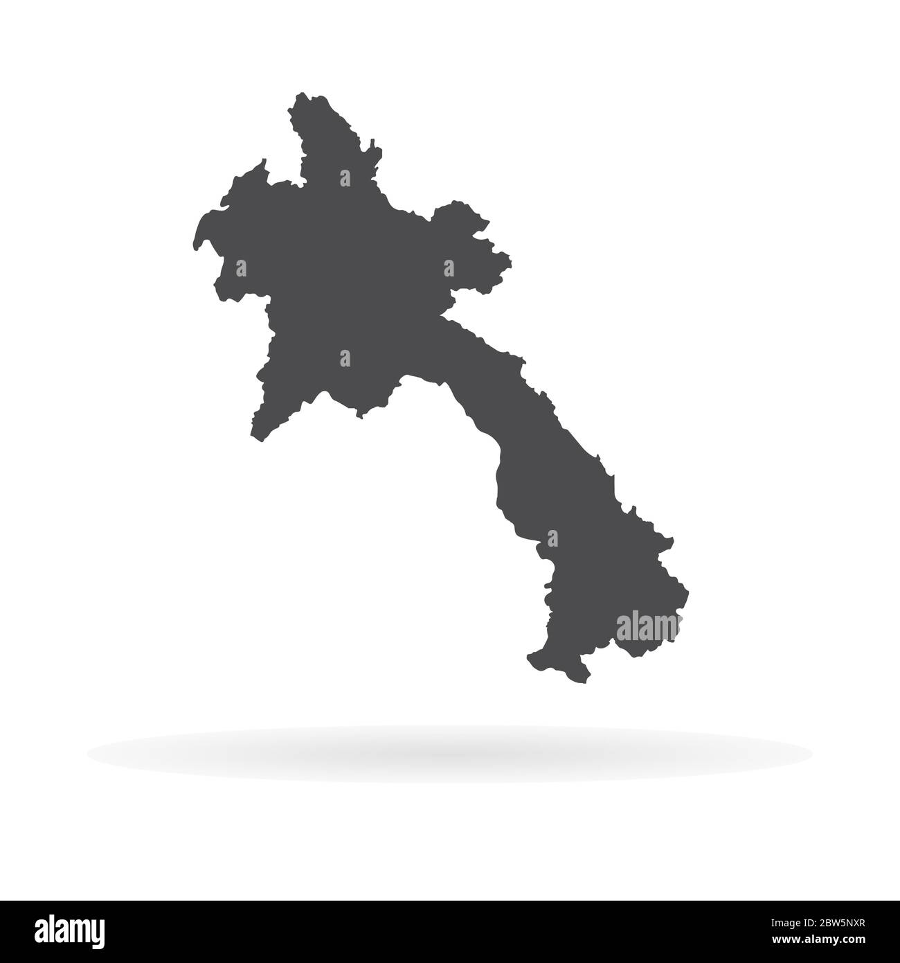 Vector map Laos. Isolated vector Illustration. Black on White ...