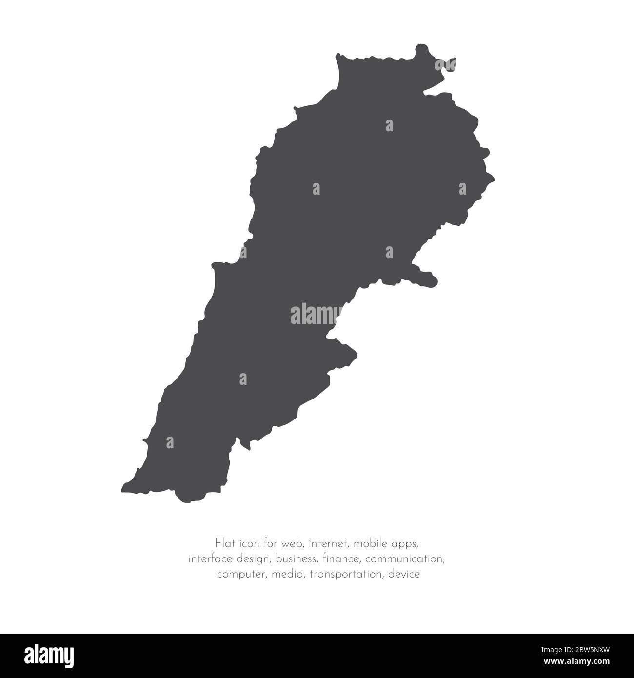 Vector map Lebanon. Isolated vector Illustration. Black on White ...