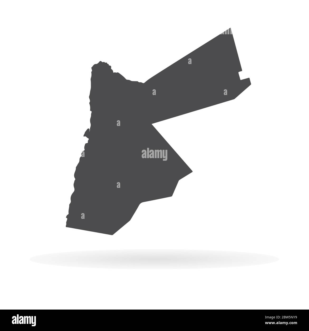 Vector map Jordan. Isolated vector Illustration. Black on White ...