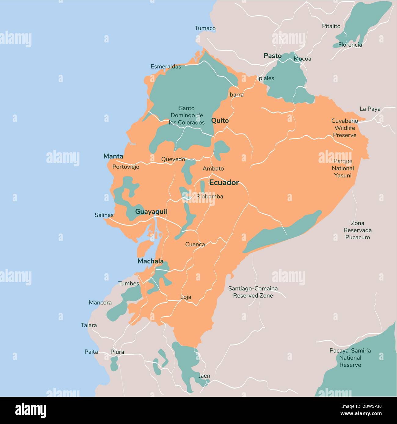 Vector map Ecuador. Isolated vector Illustration. EPS 10 Stock Vector ...