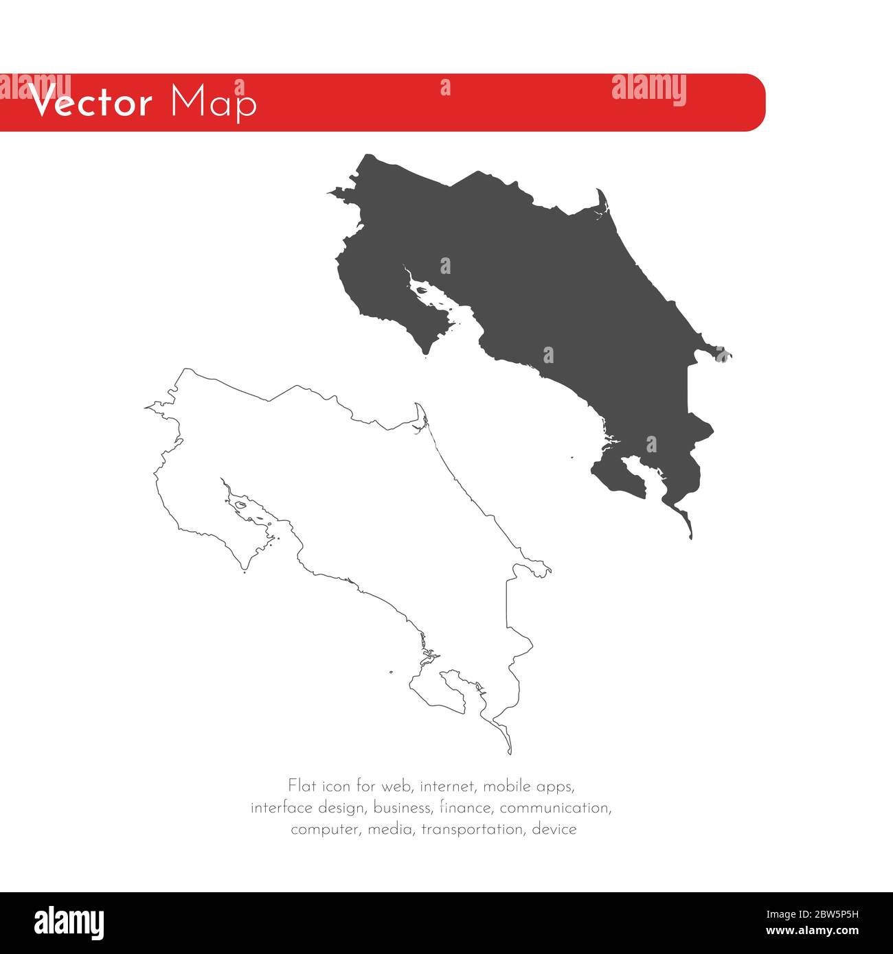 Vector map Costa Rica. Isolated vector Illustration. Black on White ...