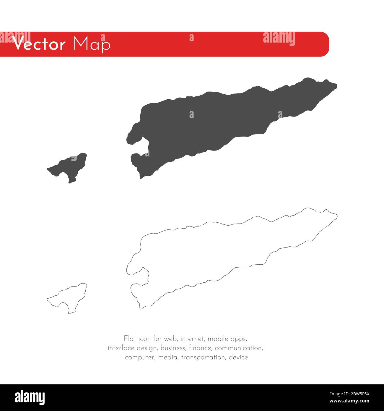 Vector map East Timor. Isolated vector Illustration. Black on White ...