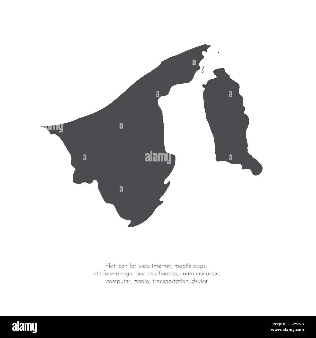 Vector map Brunei. Isolated vector Illustration. Black on White ...