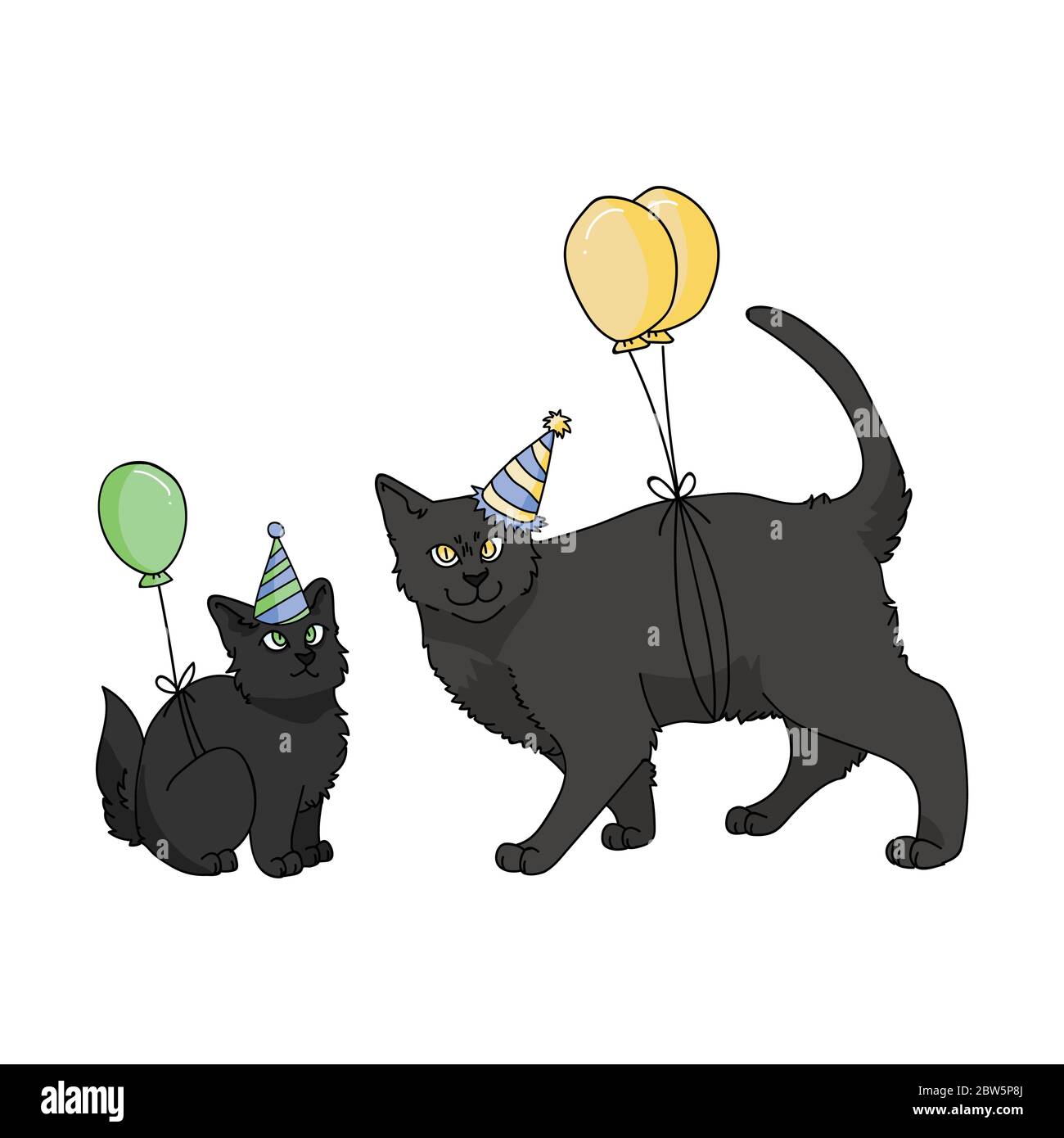 Cute cartoon Bombay kitten and cat face with party hat vector clipart ...