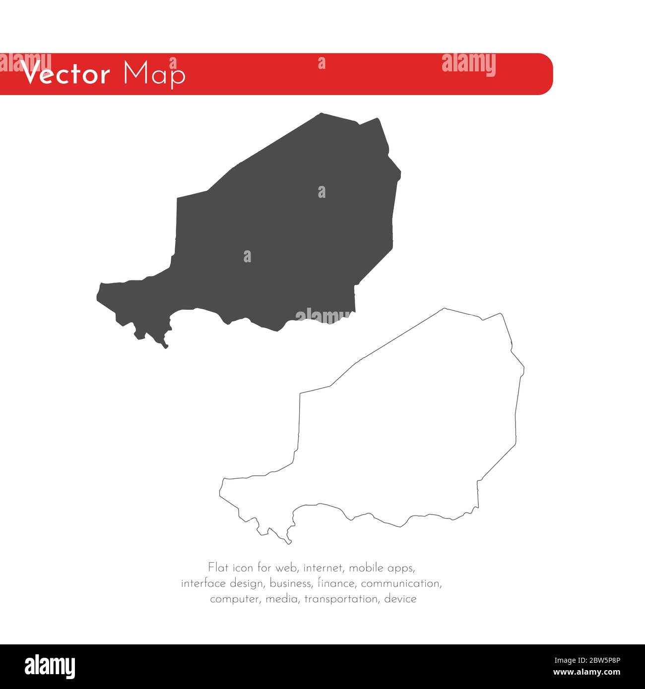 Vector map Niger. Isolated vector Illustration. Black on White ...