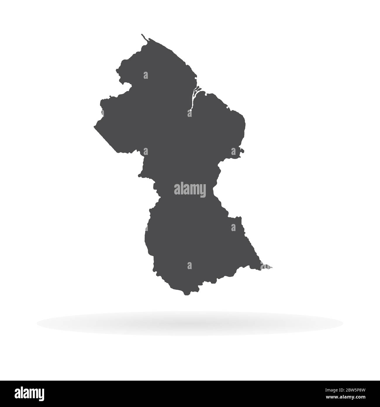 Vector map Guyana. Isolated vector Illustration. Black on White ...