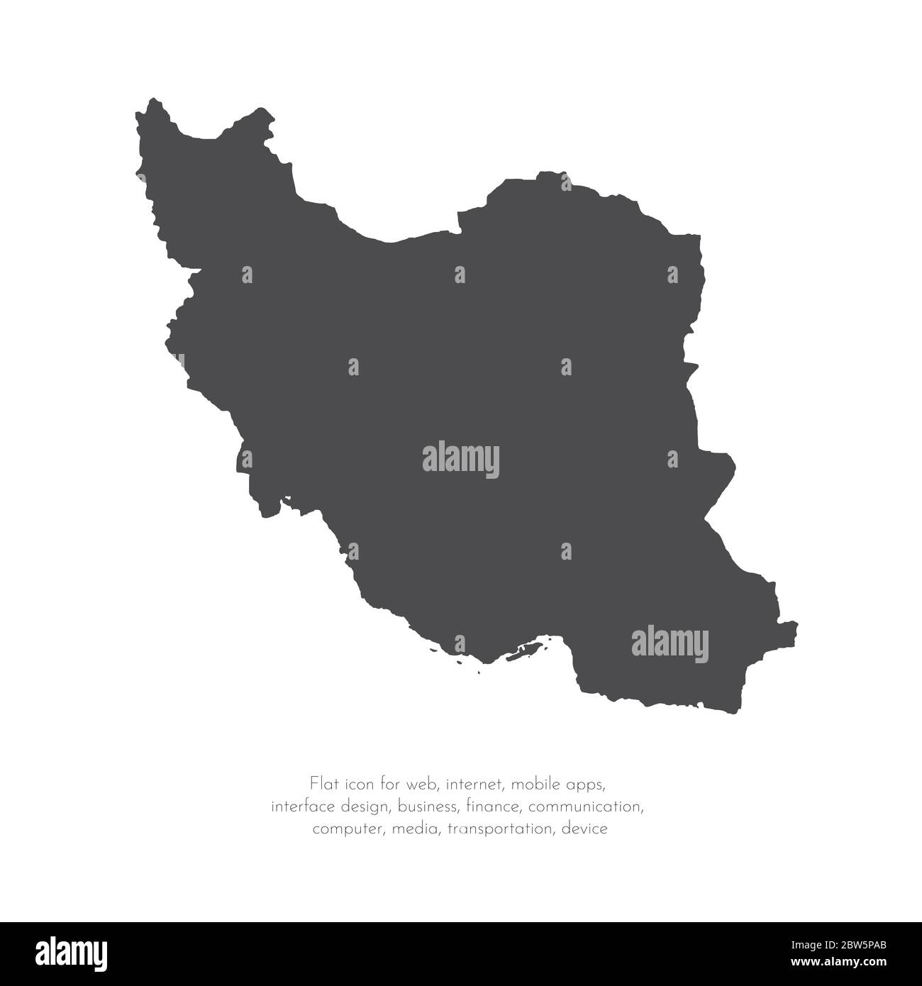 Vector map Iran. Isolated vector Illustration. Black on White ...