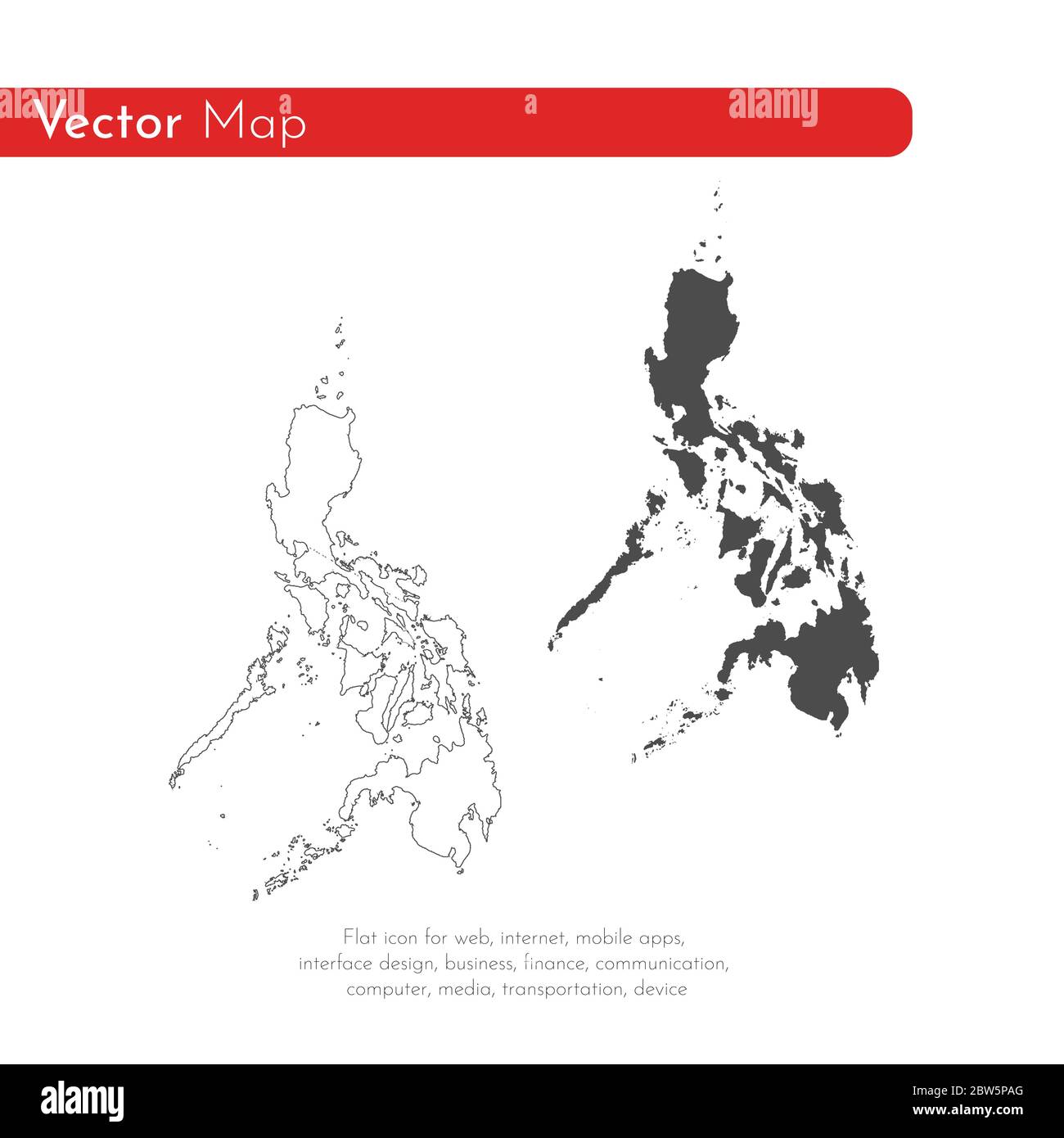 Vector map Philippines. Isolated vector Illustration. Black on White ...