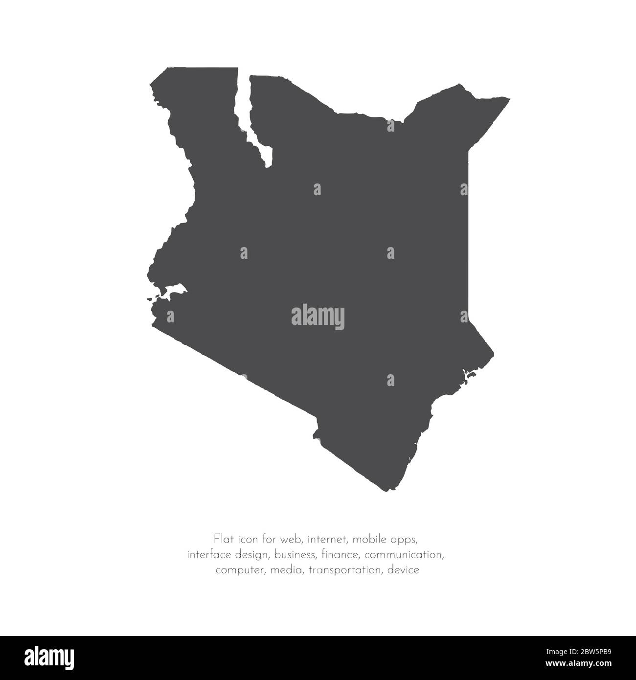 Vector map Kenya. Isolated vector Illustration. Black on White ...