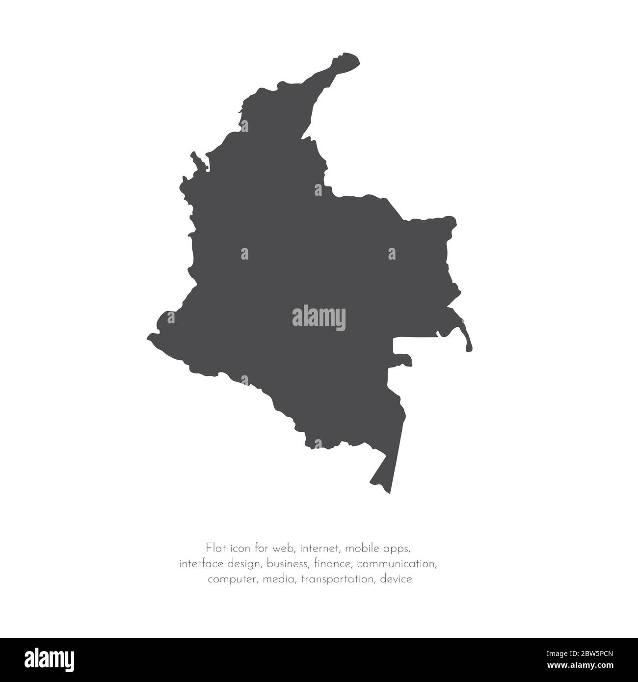 Vector map Colombia. Isolated vector Illustration. Black on White ...