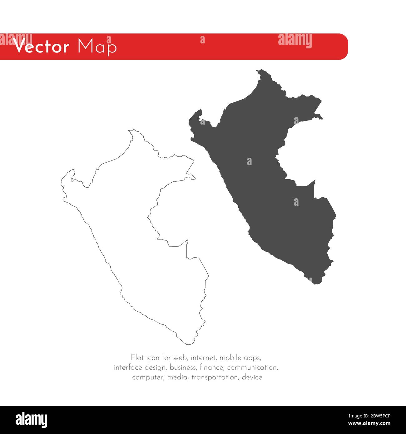 Vector map Peru. Isolated vector Illustration. Black on White ...