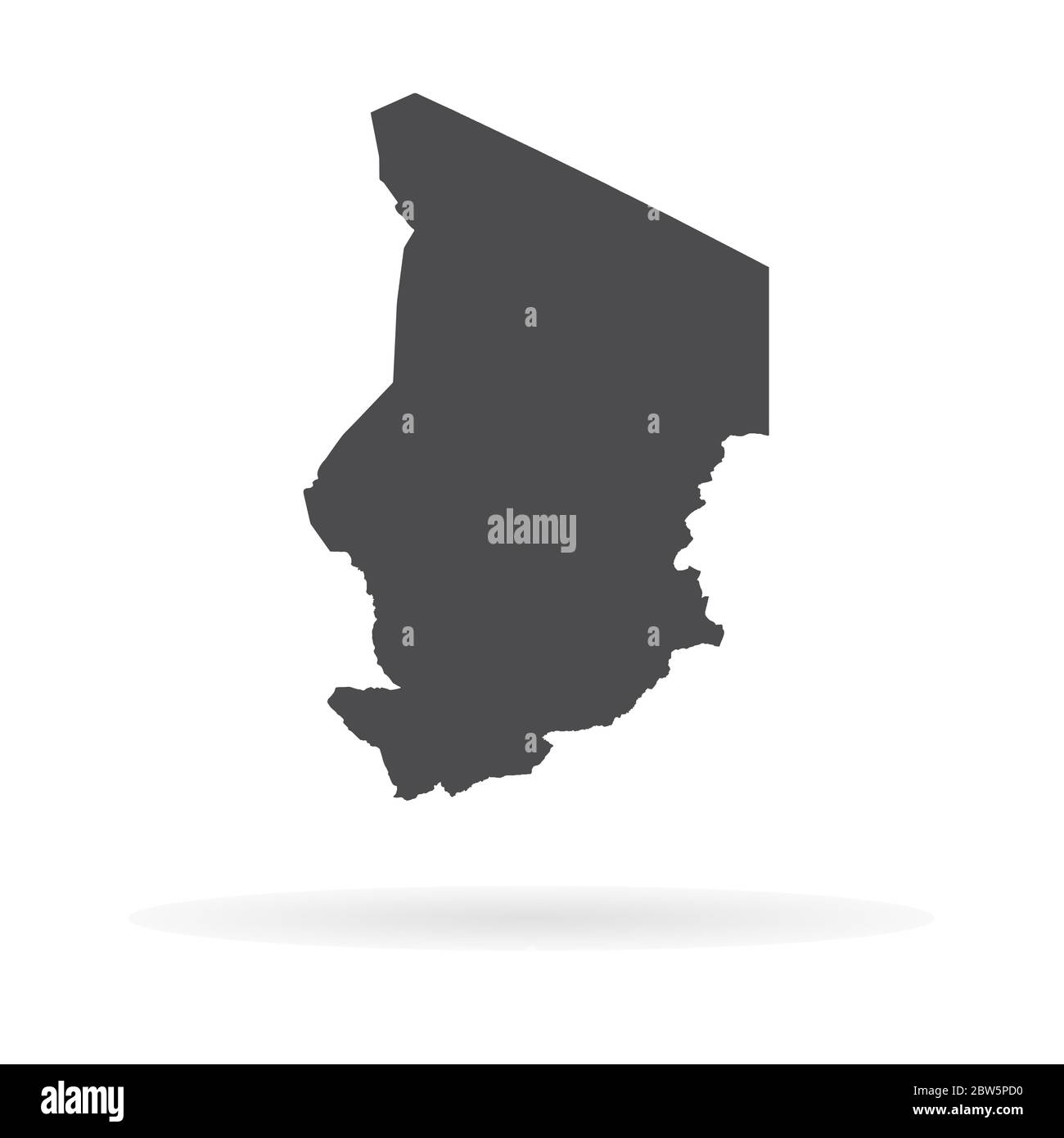 Vector map Chad. Isolated vector Illustration. Black on White ...