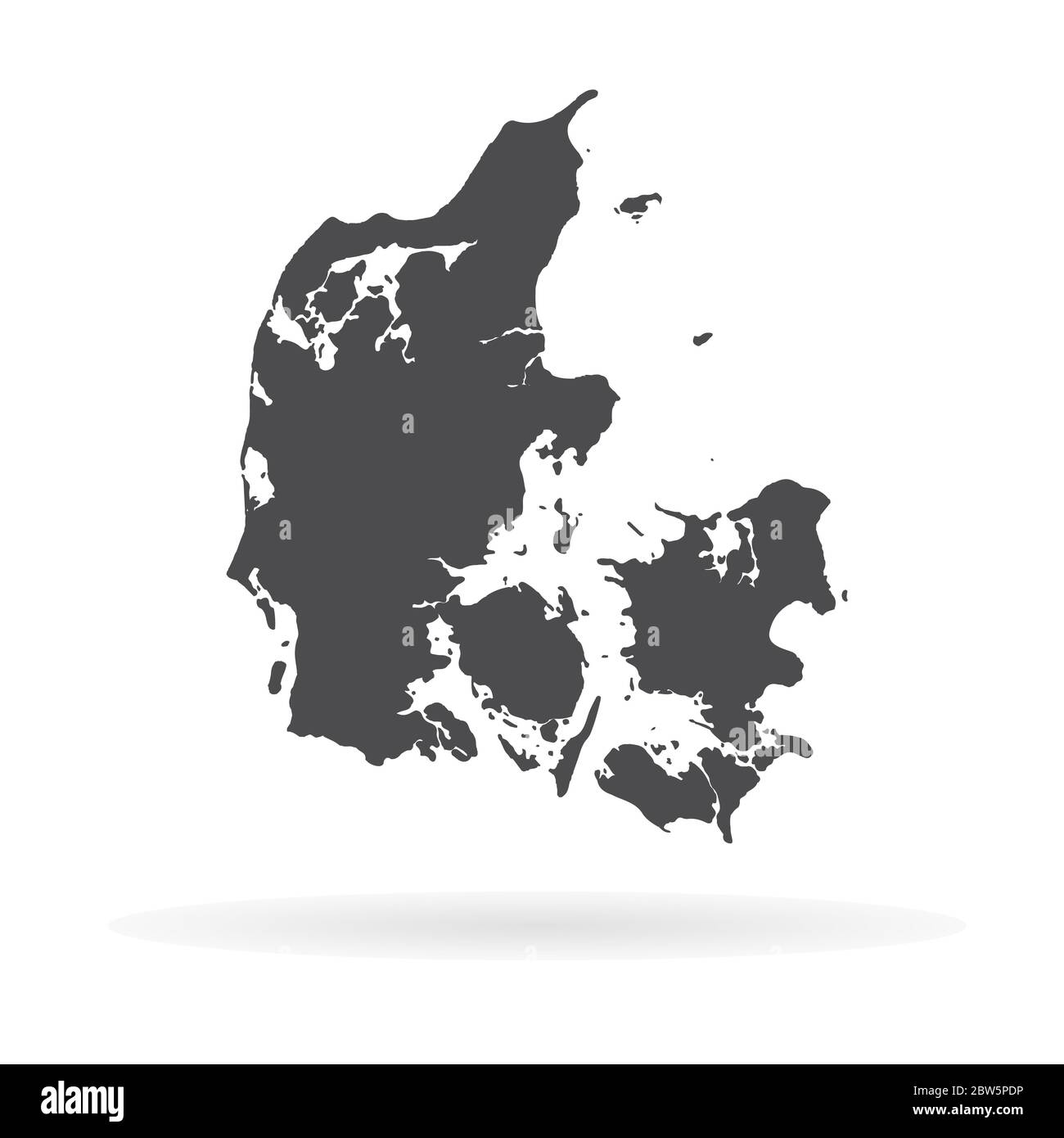 Vector map Denmark. Isolated vector Illustration. Black on White ...