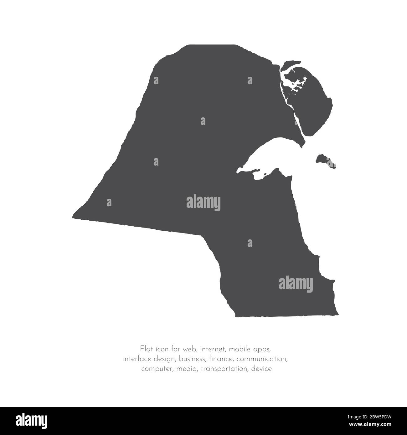 Vector map Kuwait. Isolated vector Illustration. Black on White ...