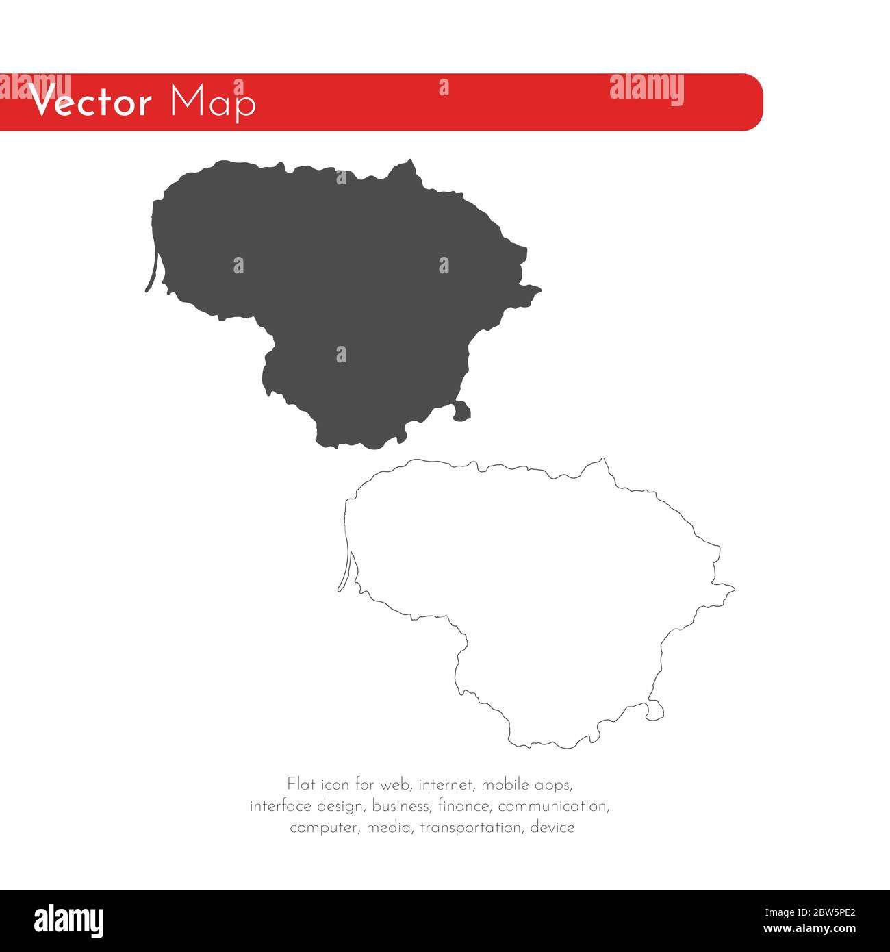 Vector map Lithuania. Isolated vector Illustration. Black on White ...